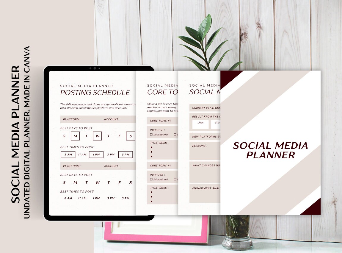 Social Media Planner, Content Planner, Youtube Planner, Instagram ...