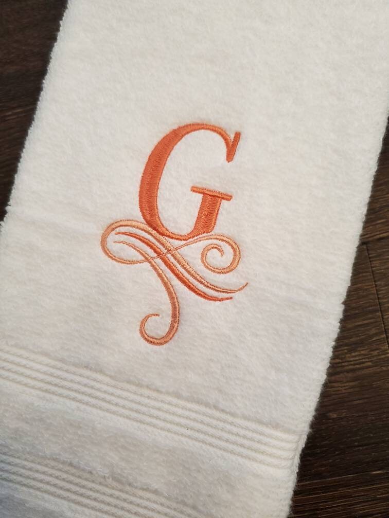 1 Letter Swirl Initial Hand Towel for Bathroom Sweat Towels - Etsy