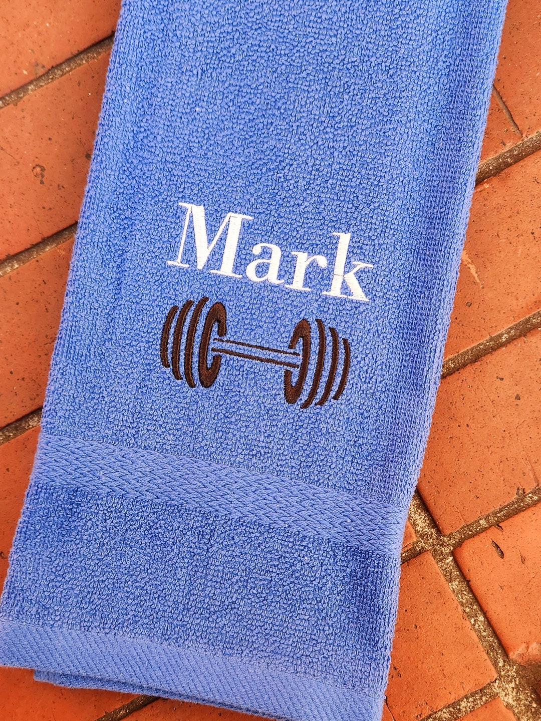 Personalized Chunky Barbell Sweat Towel, Monogrammed Gym Towel ...
