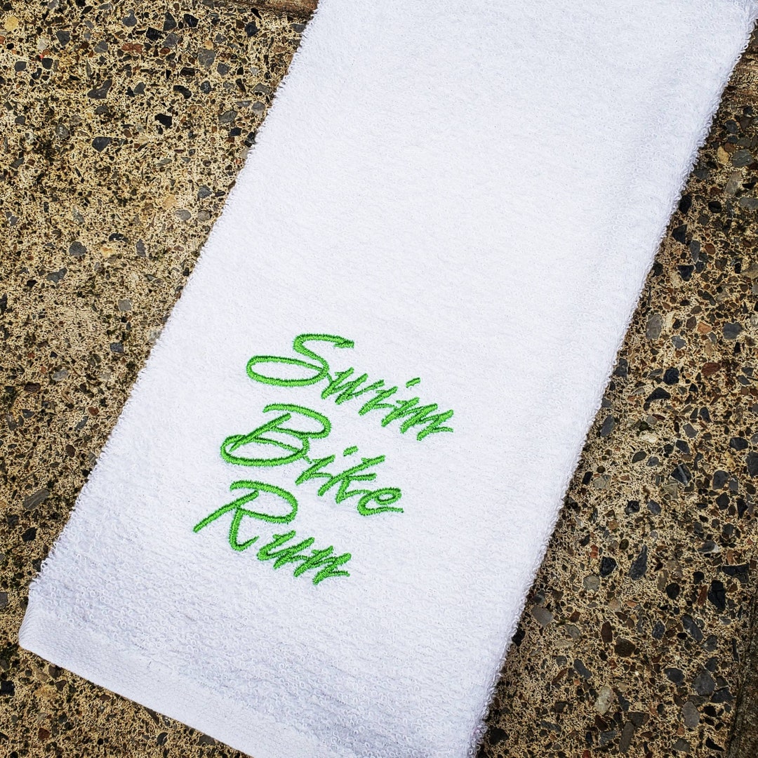 Swim Bike Run Triathalon Sweat Towel, Gym Towel, Embroidered Hand Towel ...