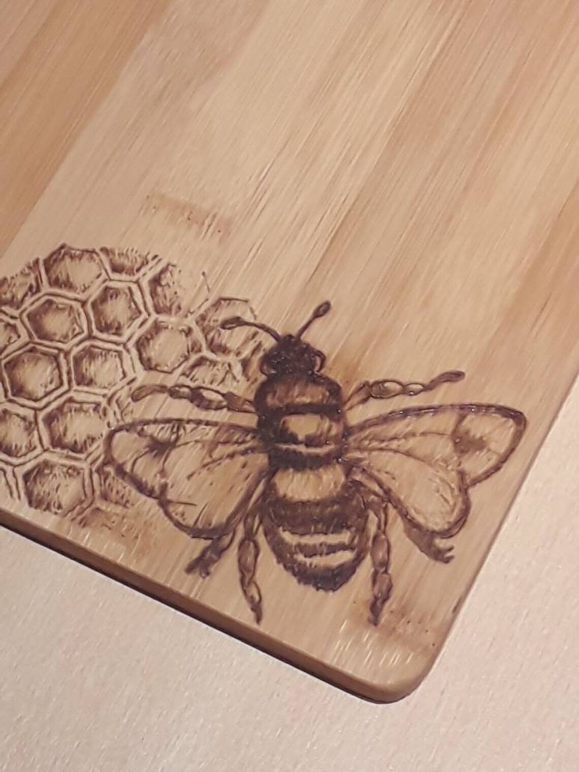 Bee honeycomb wooden chopping board with hand designed | Etsy