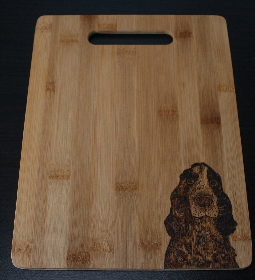 Spaniel Dog Wooden Bamboo Chopping Board With Hand Drawn - Etsy