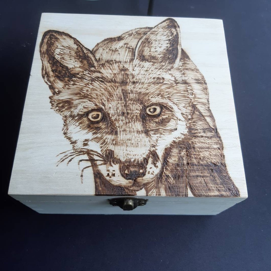 Fox Design Wooden Box, Treasure Chest, Gift, Trinkets, Jewellery Box ...