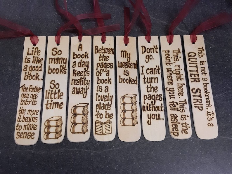 Funny bookmark pyrography wooden bookmark tag or label | Etsy