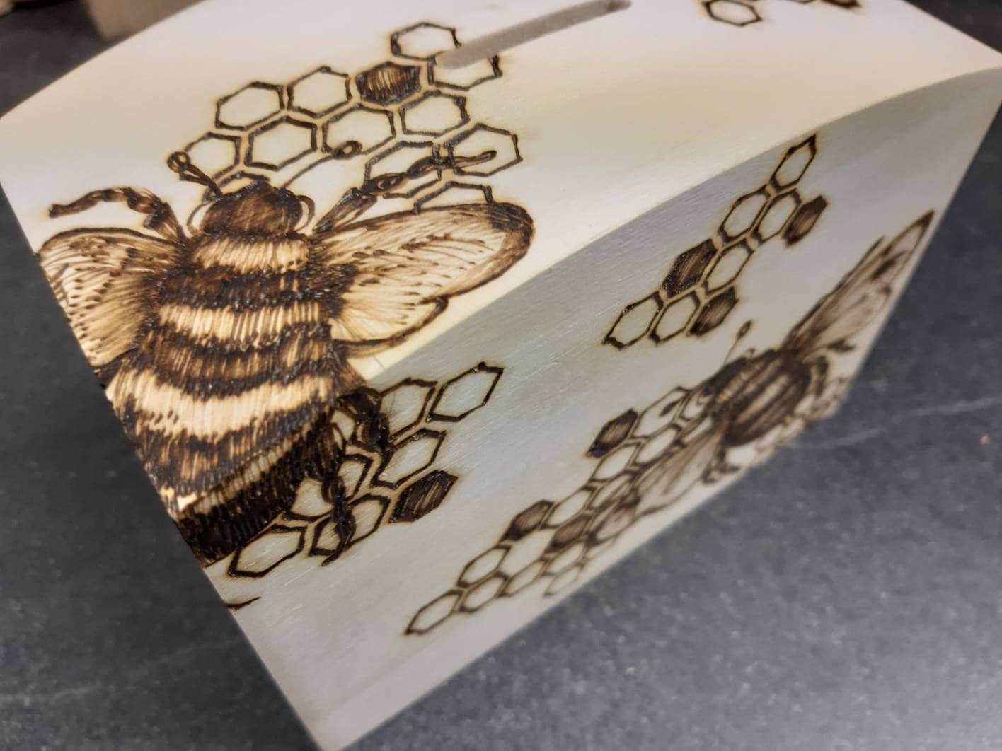 Bee Bumblebee Wooden Money Box, Piggy Bank, Pyrography, Wood Burned ...