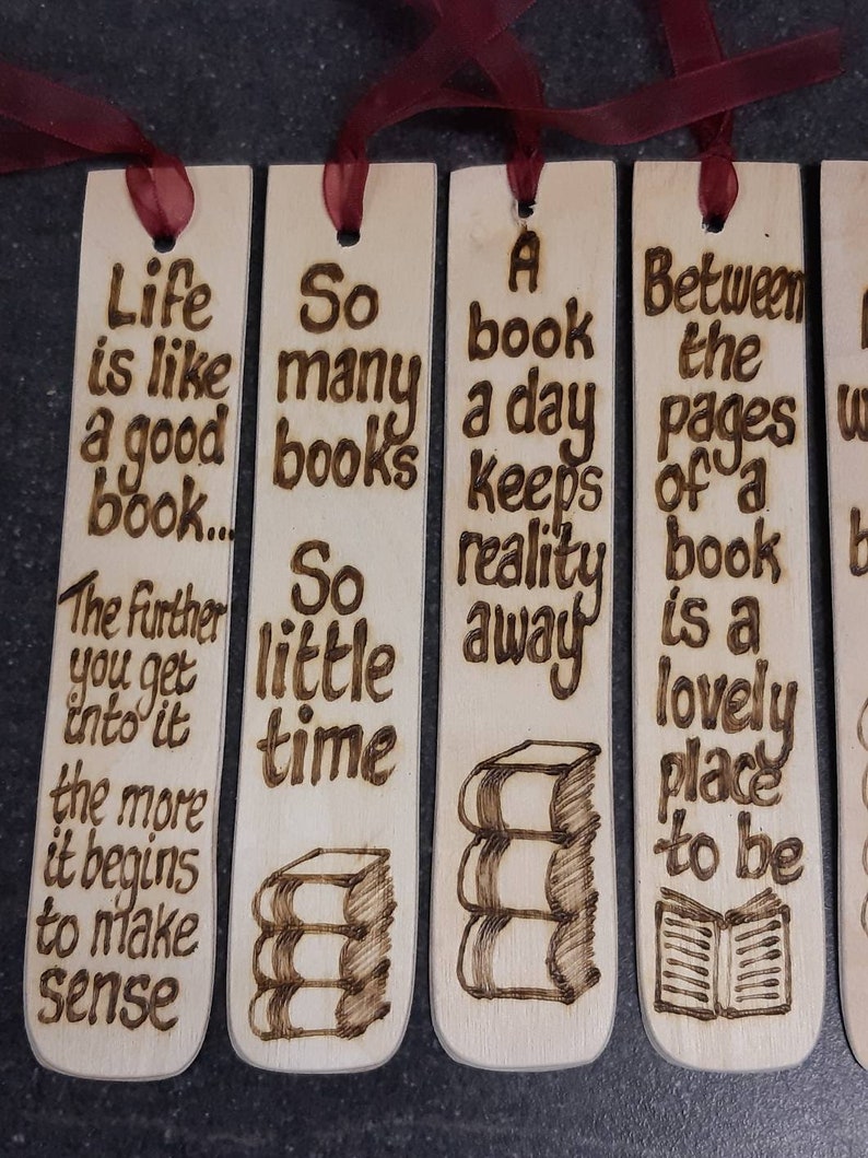 Funny Bookmark - Pyrography Wooden Bookmark Tag or Label Unique Gift ...