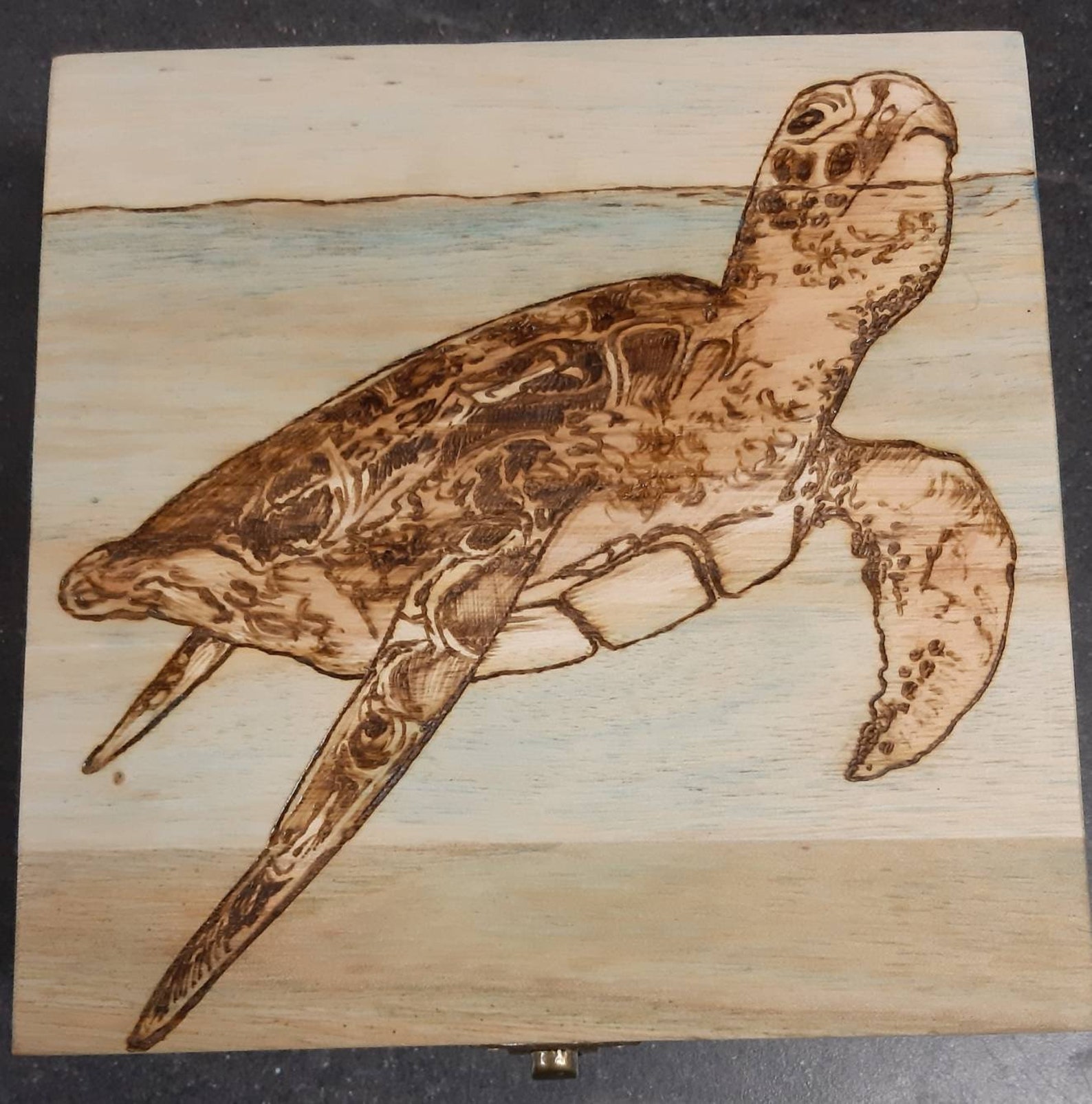 Sea Turtle Wooden Box Hand Drawn Pyrography Wood Burned - Etsy