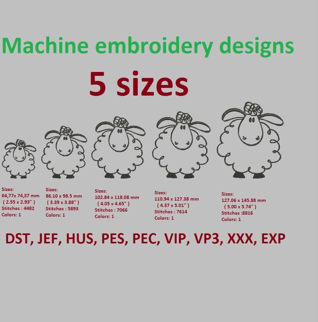 Sheep Machine Embroidery Design, Lamb Embroidery Designs, Mini Sheep ...