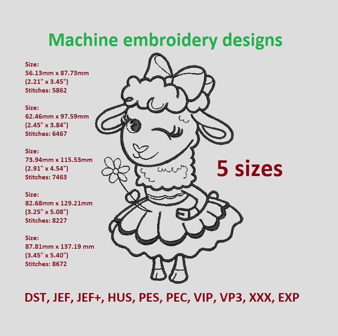 Sheep Girl Embroidery Design Stitch Sheep, Cute Sheep Machine ...