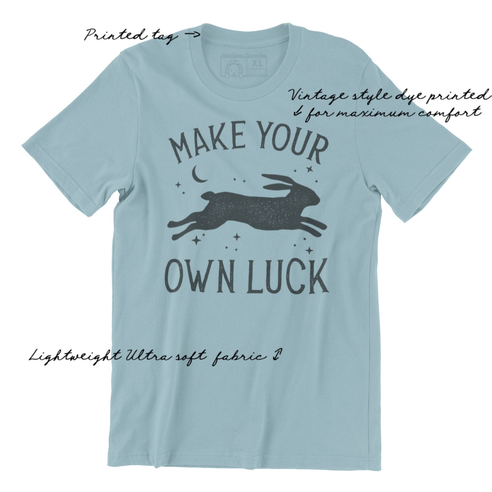 Make Your Own Luck T Shirt, Lucky Rabbit Tee, Good Luck Charm, Rabbits ...