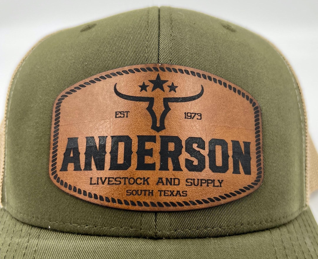 Belt Buckle Trucker Cap, Livestock Brand Hat, Rope Border Leather Patch ...