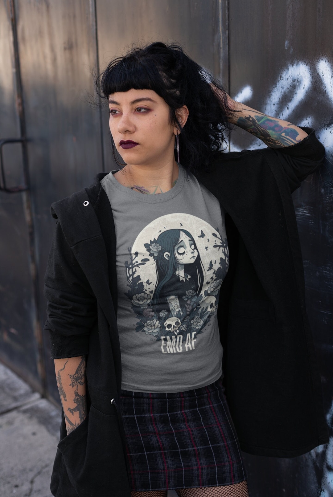 Emo AF T Shirt , Halloween Angsty Goth Top , Brooding Grunge Tee ...