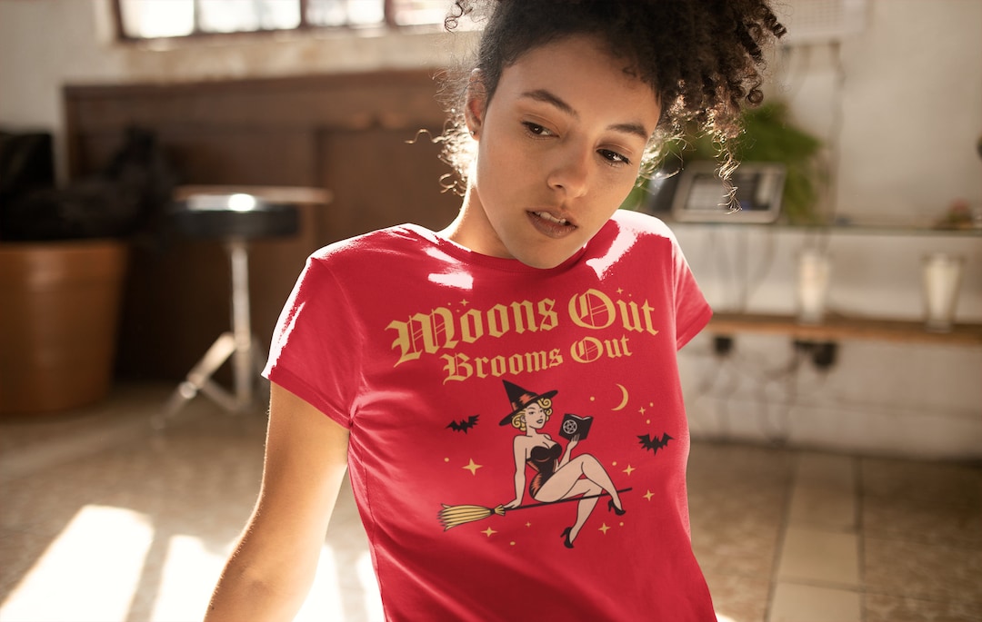 Moons Out Brooms Out T Shirt , Wicked Witch Tee , Broomstick Top ...
