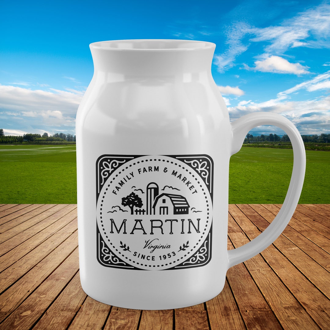 Country Farmhouse Mugs // Custom Rustic Milk Bottle // Vintage Kitchen ...