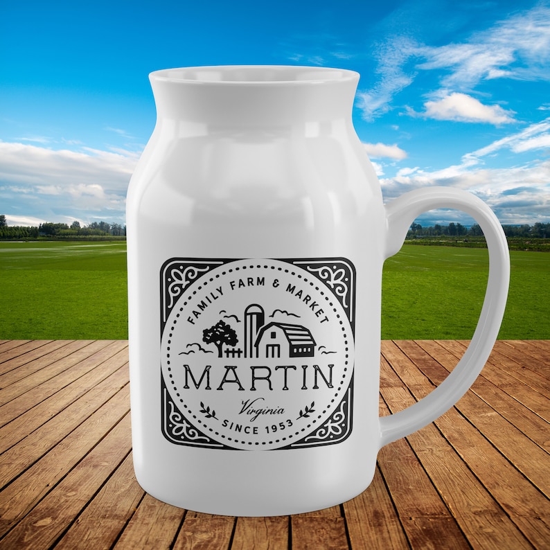 Country Farmhouse Mugs // Custom Rustic Milk Bottle // Vintage - Etsy