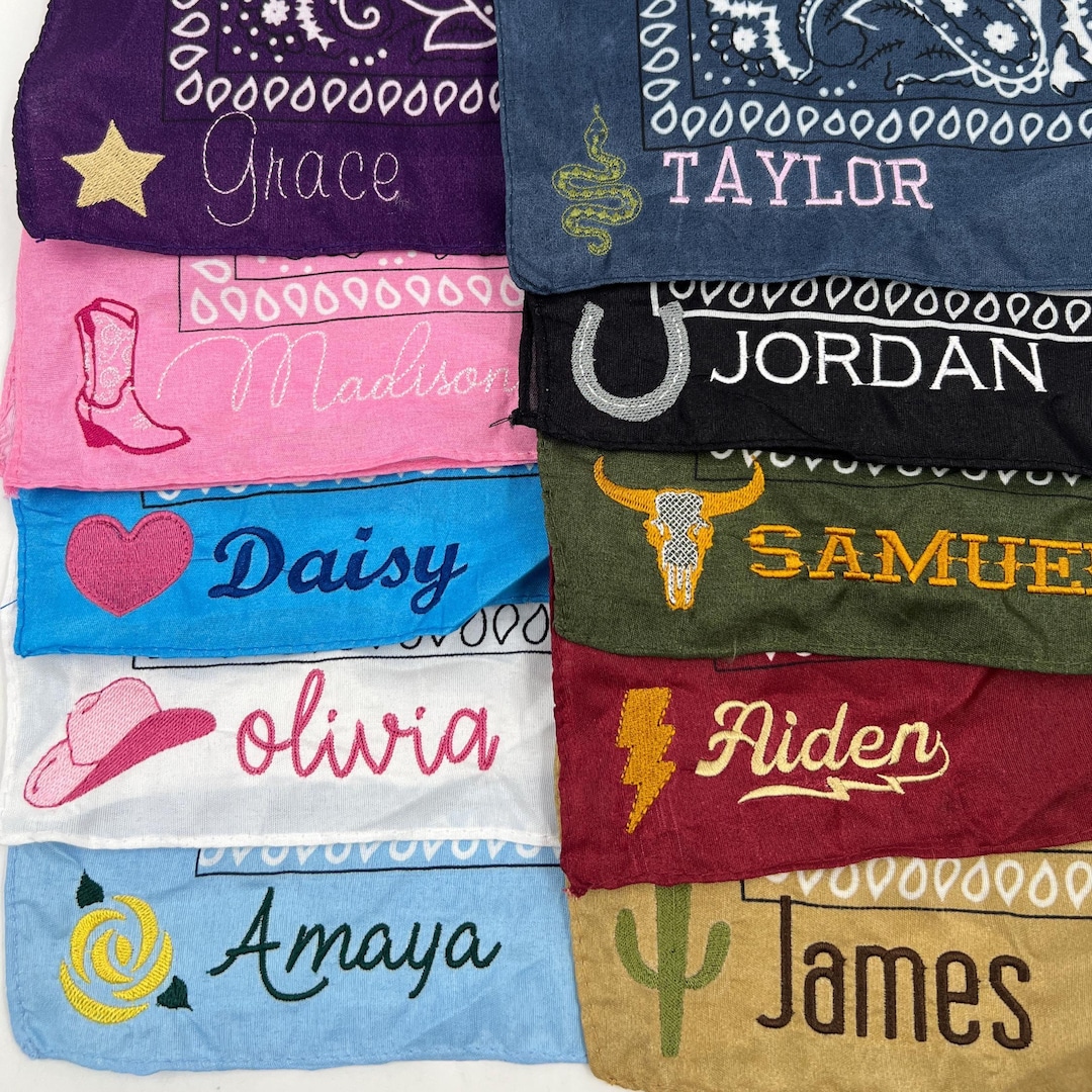 Personalized Embroidered Bandana, Western Country Scarf, Personalized ...