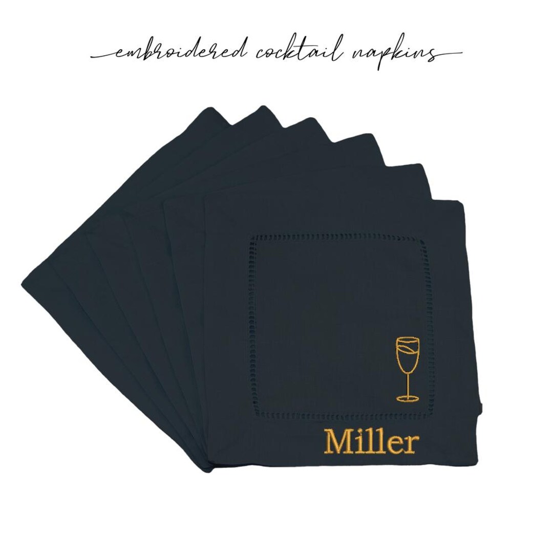Embroidered Bar Napkin, Personalized Cocktail Napkin, Custom Wedding ...