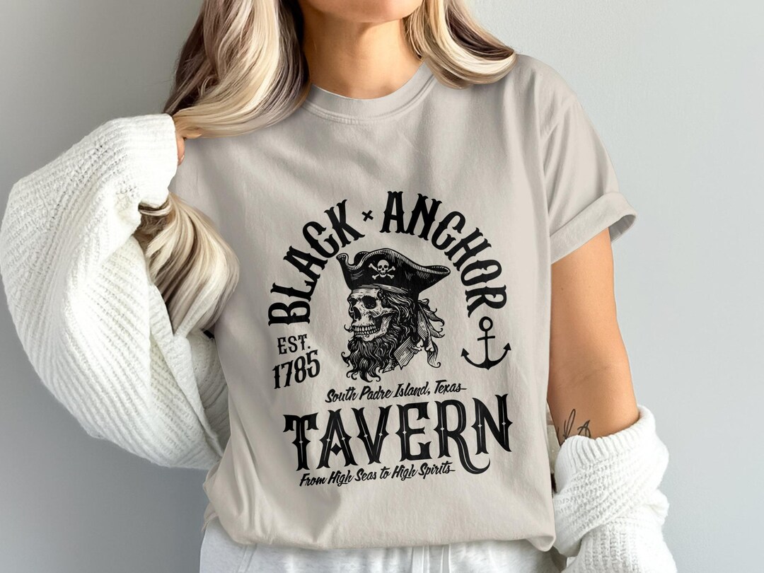 Black Anchor Tavern T-shirt, Pirate Skull Tee, Vintage Nautical Anchor ...