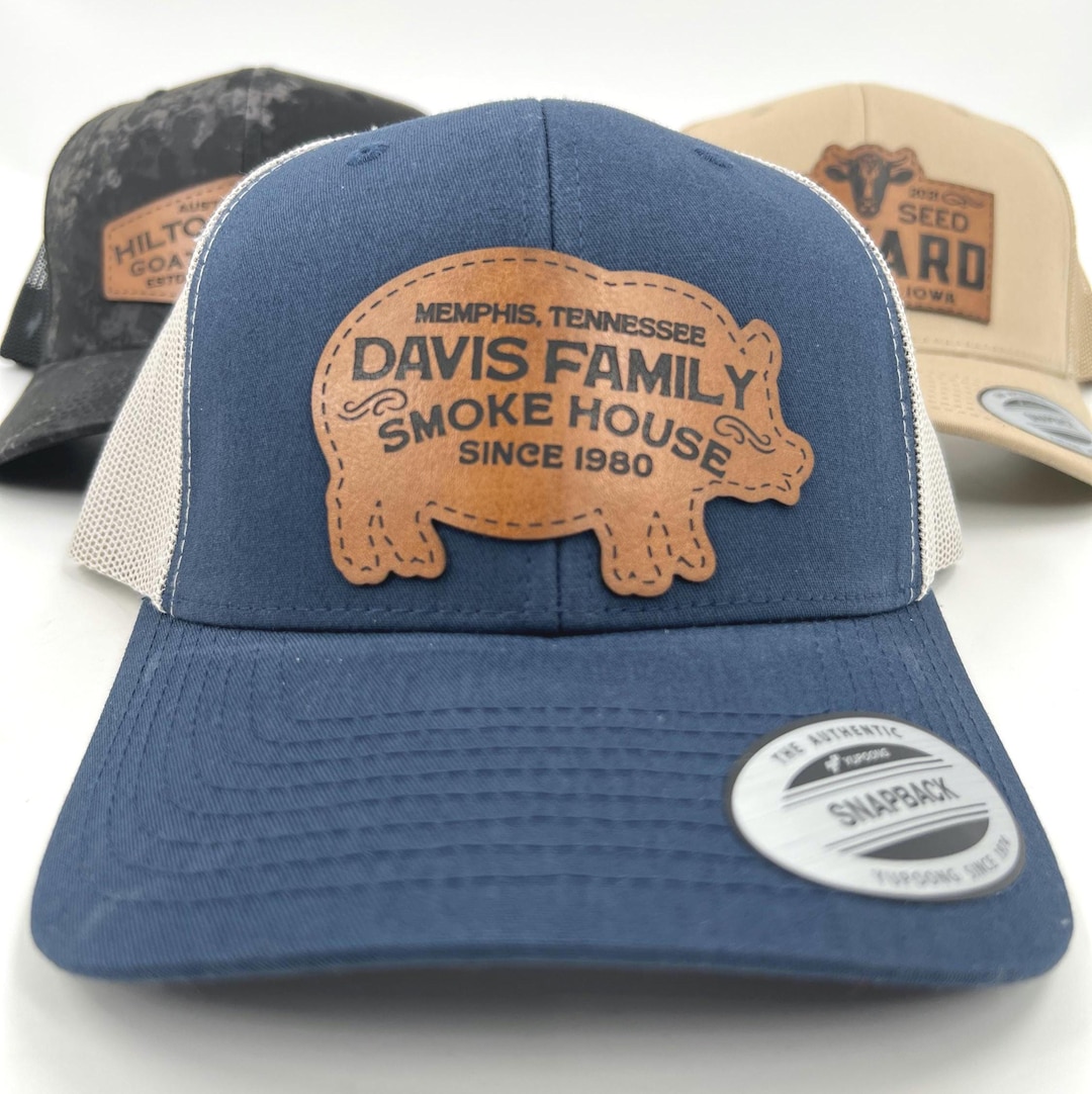 BBQ Smokehouse Trucker Cap, Pig Shaped Mesh Hat, Barbecue Grill Leather ...