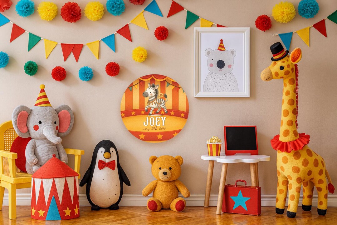 Cute Dancing Zebra Kids Room Sign, Circus Themed Wall Decor, Custom ...