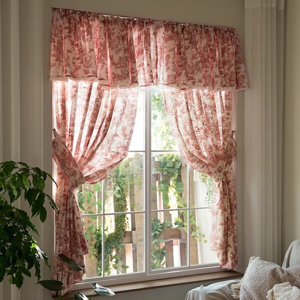 Red Toile Valance - Etsy