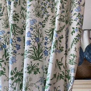 Set of 2 Wildflower Botanical Curtain Panel Farmhouse Linen Curtains ...