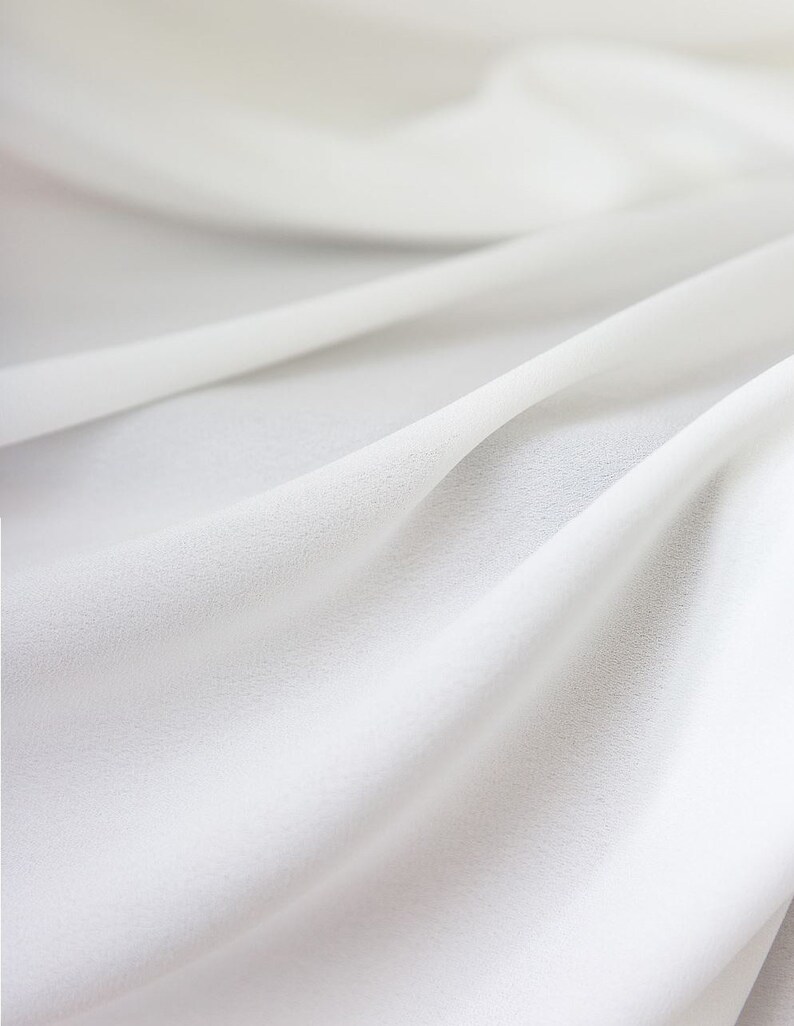 Set of 2 Pair of Pleated Thick Chiffon Curtains White Voile | Etsy