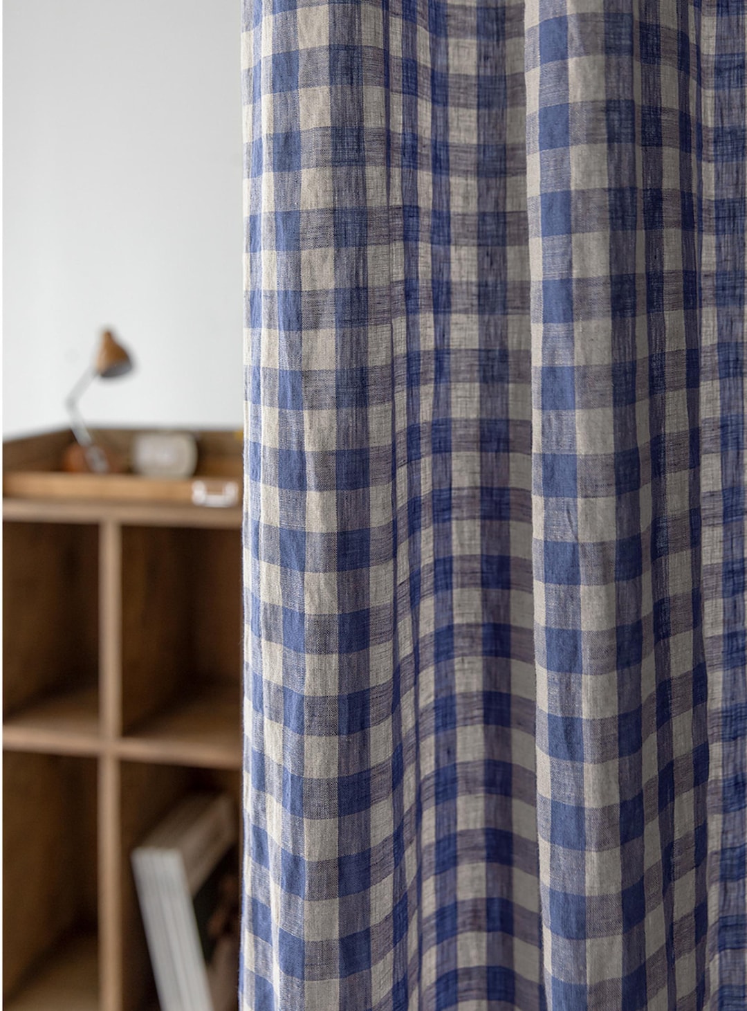 Blue Gingham Checkered Curtains Farmhouse Buffalo Check Plaid Custom ...