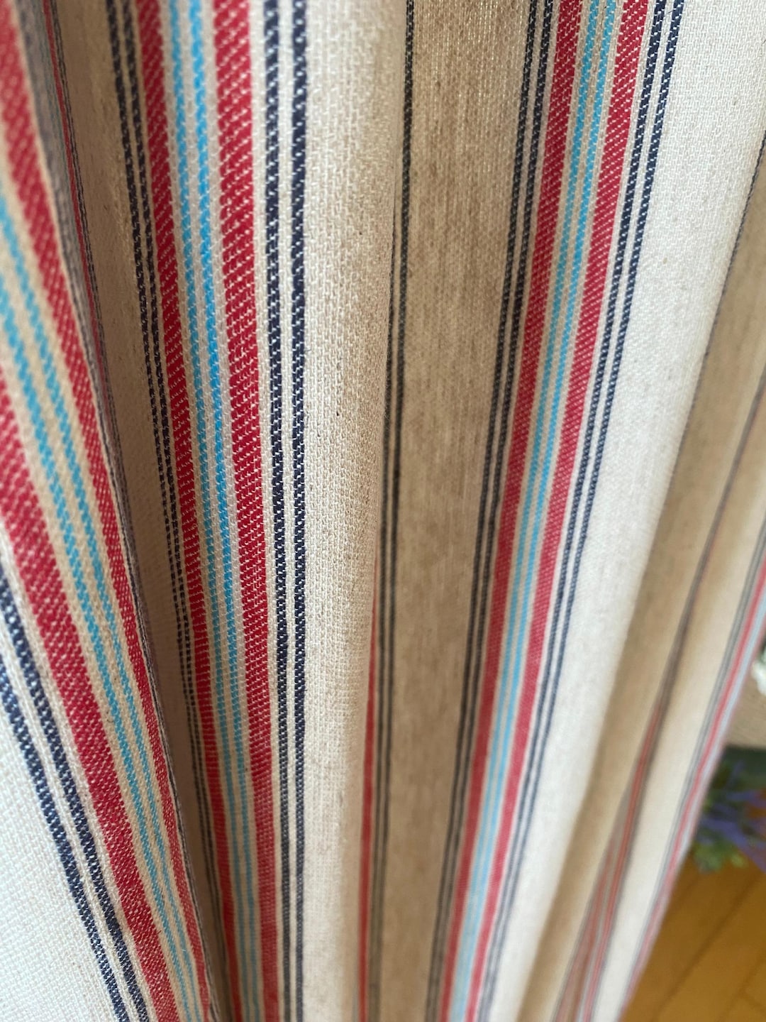 Red Striped Linen Curtains French Country Farmhouse Modern Patterned ...