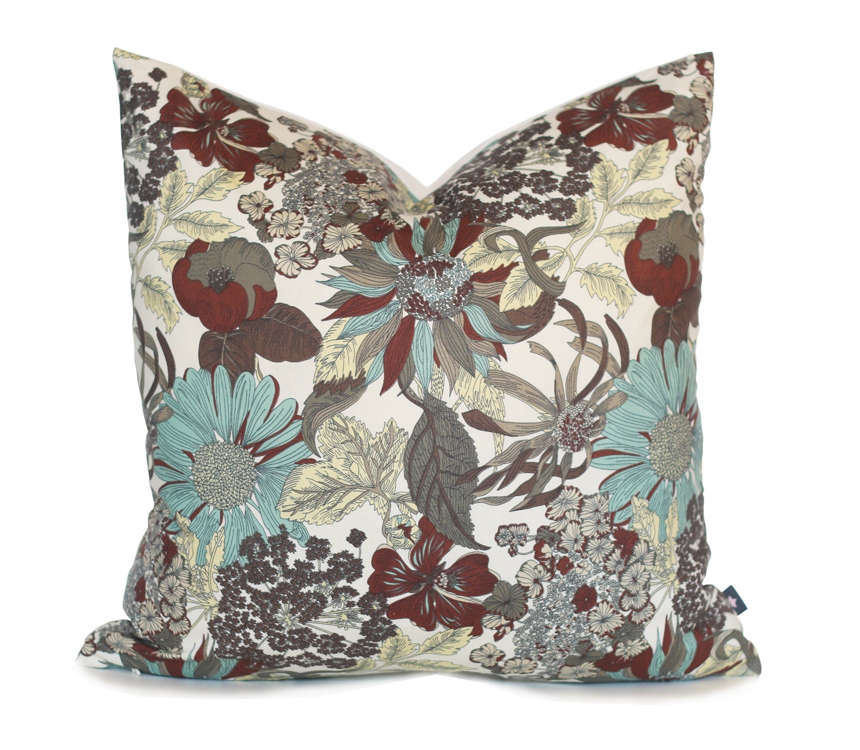 Retro Vintage Style Floral Throw Pillow Cover Ivory Mint - Etsy