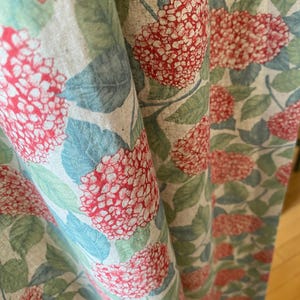 Set of 2 Linen Curtains Hydrangea Floral Linen Drapes Farmhouse ...
