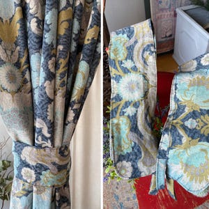 Elegant Damask Patterned Linen Curtains Ornate Baroque Floral Design ...