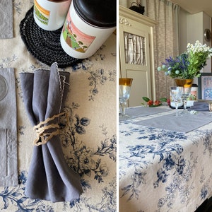 Tablecloth French Country Floral Washed Linen Shabby Chic Floral ...