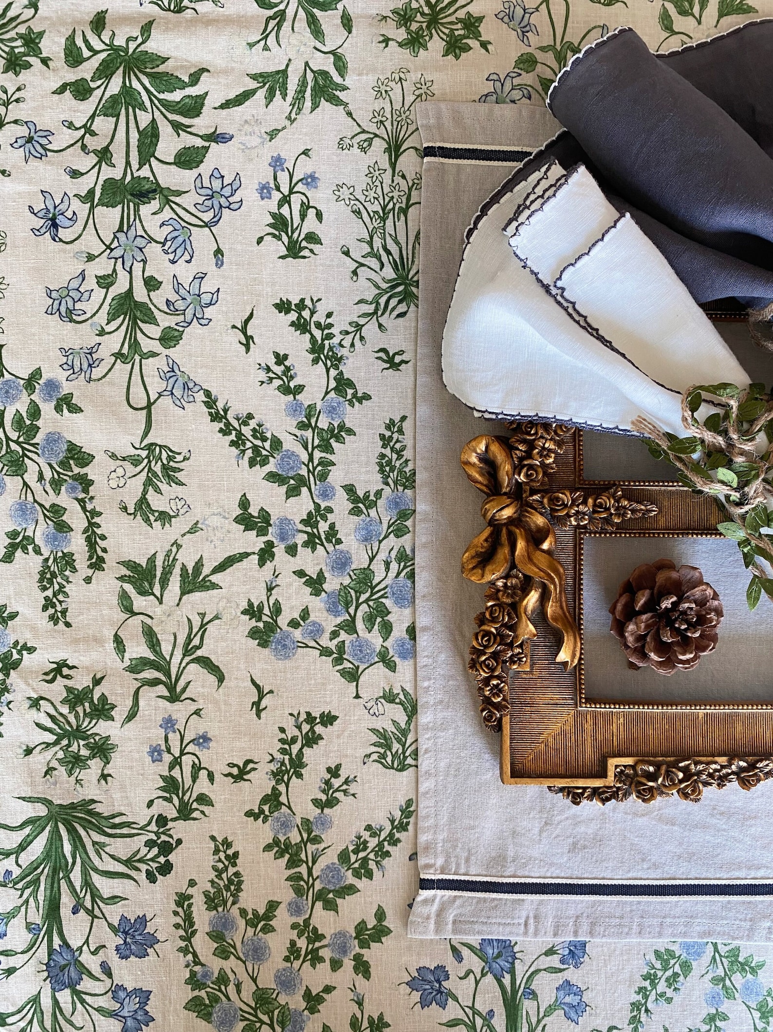 Tablecloth Farmhouse Natural Linen Rectangular French Country Floral ...