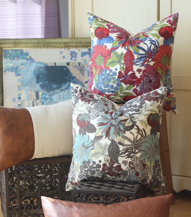 Retro Vintage Style Floral Throw Pillow Cover Ivory Mint - Etsy