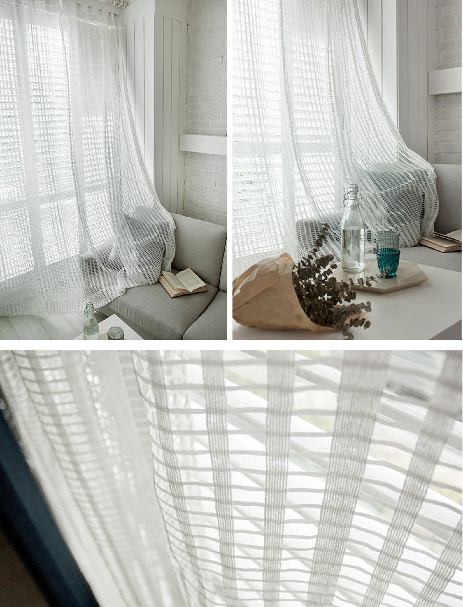 Pair of White Net Curtains, Voile Drapery Curtains, Window Sheers, off ...