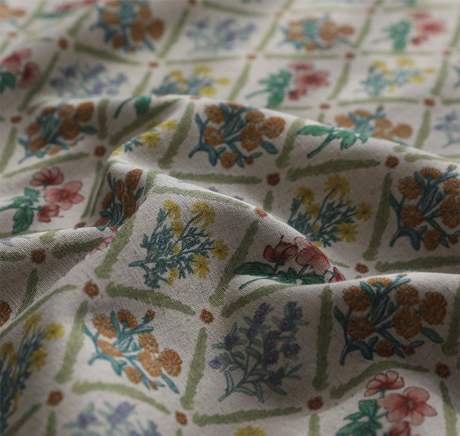 Floral Linen Curtain Set: French Vintage Botanical Print Drapes - Etsy