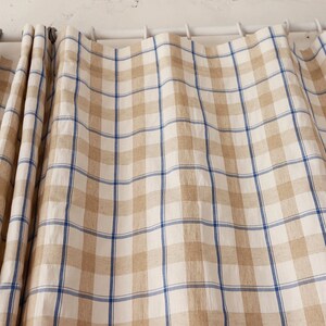 Set of 2 Checkered Plaid Curtains Farmhouse Buffalo Check Curtain Blue ...
