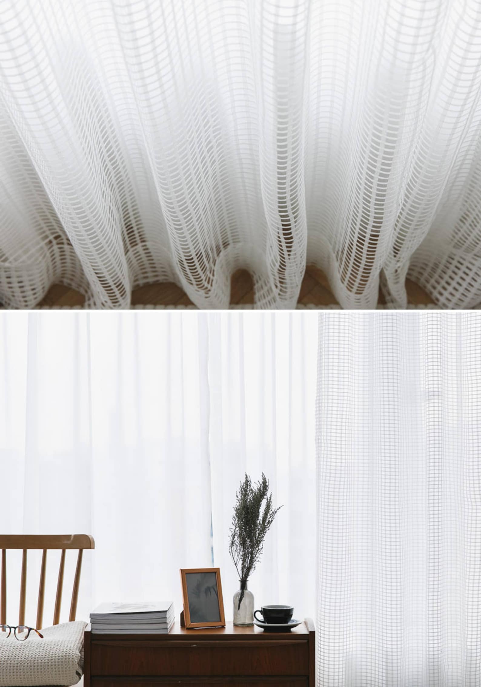 Pair of White Net Curtains Voile Drapery Curtains Window - Etsy