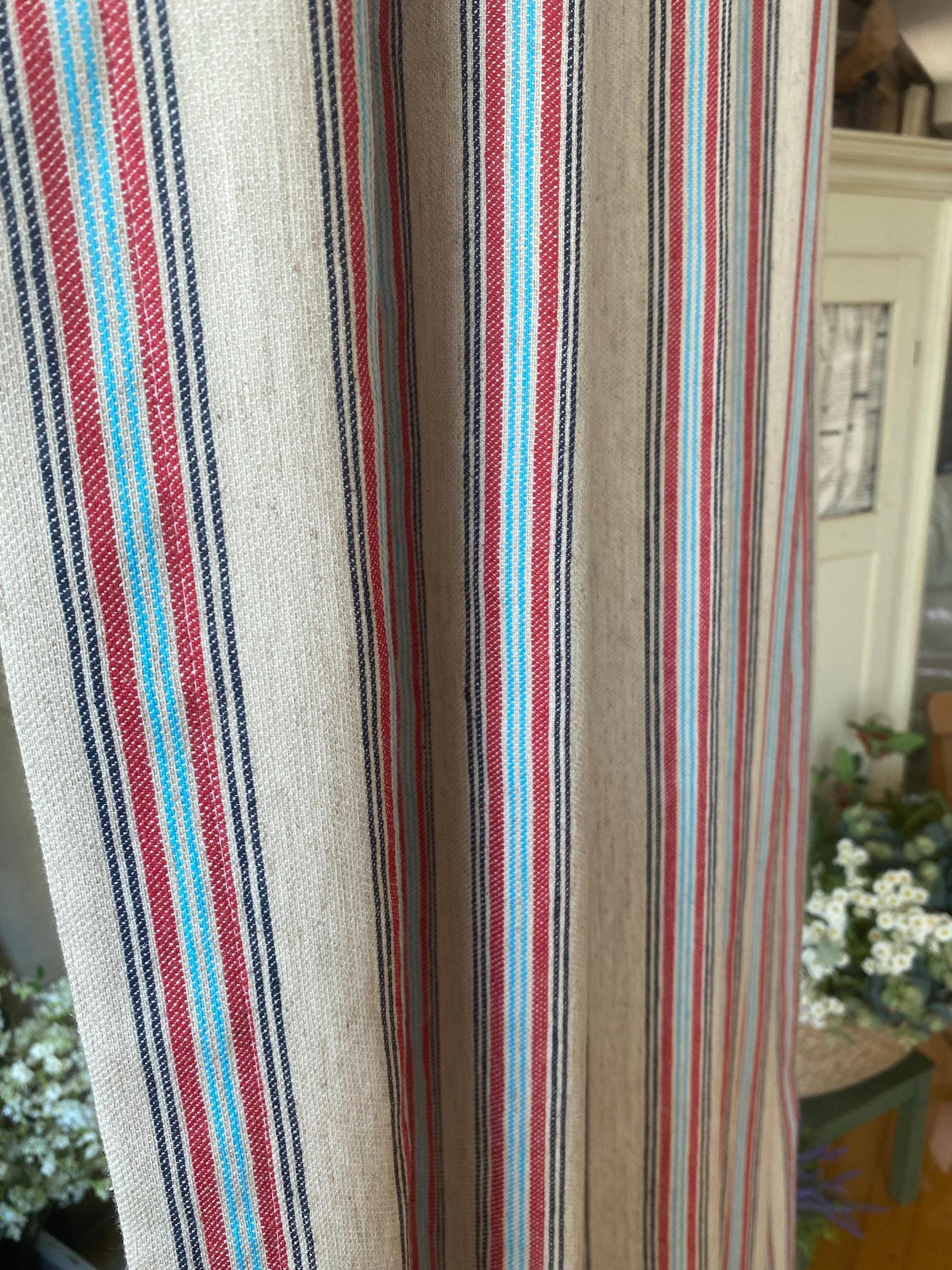 Red Striped Linen Curtains French Country Farmhouse Modern Patterned ...