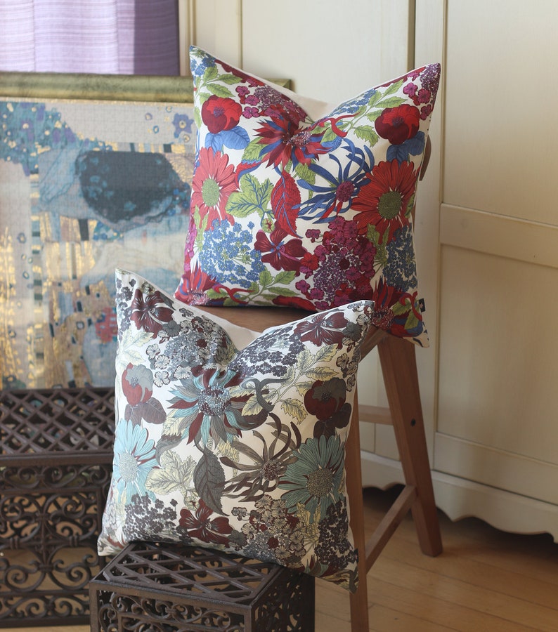 Retro Vintage Style Floral Throw Pillow Cover Ivory Mint - Etsy