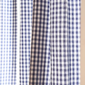 Linen Gingham Curtains Navy Farmhouse Buffalo Checkered Blue Plaid ...