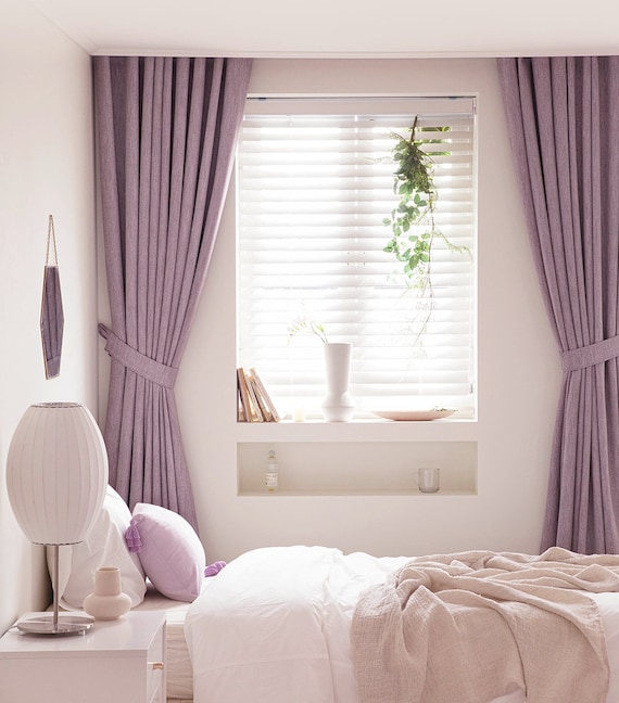 Purple and white curtains store