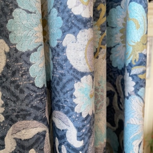 Elegant Damask Patterned Linen Curtains Ornate Baroque Floral Design ...