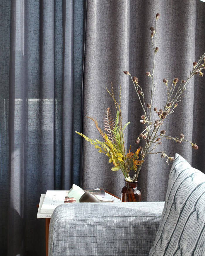 Dark Gray Linen Look Sheer Curtains Voile Drapery Curtains | Etsy