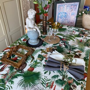 Tablecloth Heavy Weight Linen Tropical Jungle Table Cloth Farmhouse ...