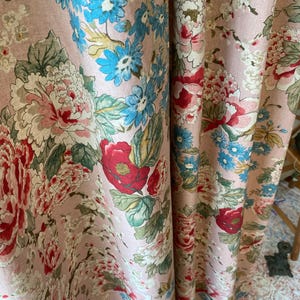 Romantic Floral Patterned Linen Curtain Botanical Large Lovely Flower ...