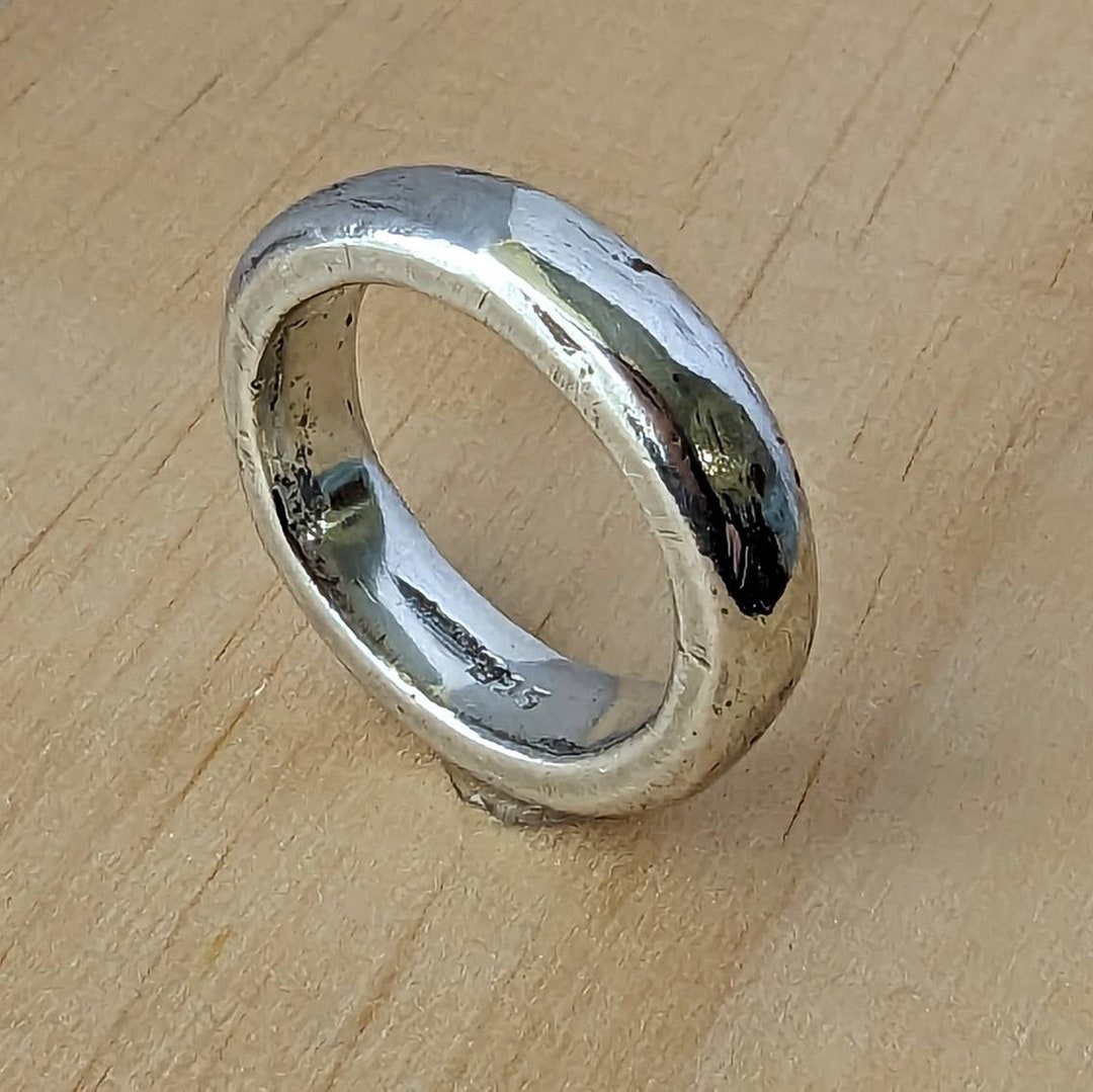 Molten Silver Ring, Natural Organic Texture, Solid Silver, Oversize ...