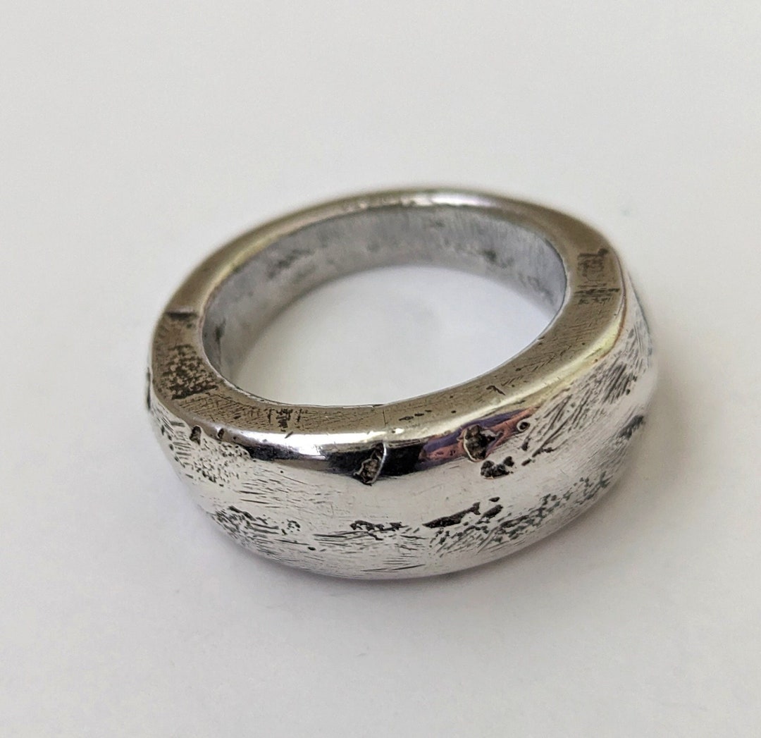 Chunky Solid Silver Ring, Natural Texture Ring, Organic Look Band ...