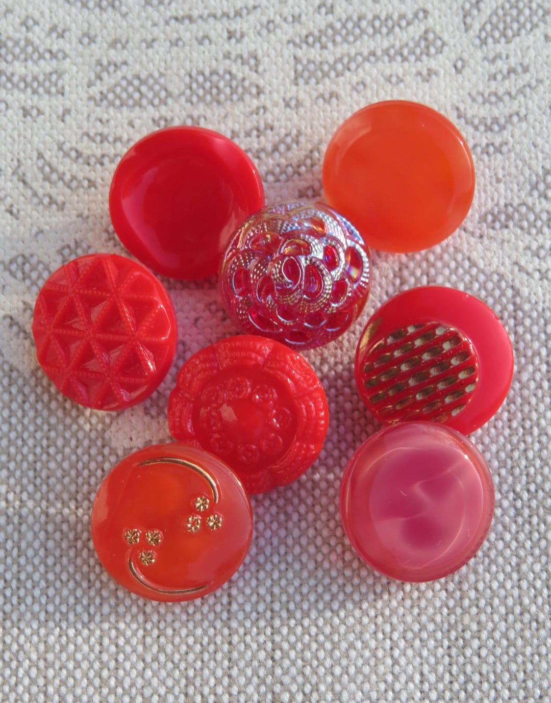 Various Red Vintage Glass Buttons 13.5 Mm Old Collector's Buttons 60s ...